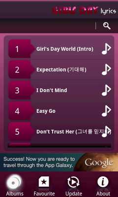 girls day lyrics with MyAndroid