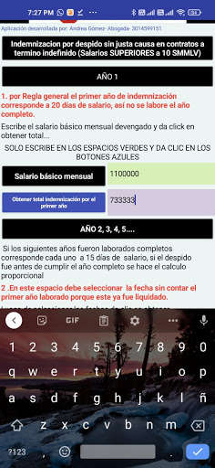Indemización por despido - termino indefinido