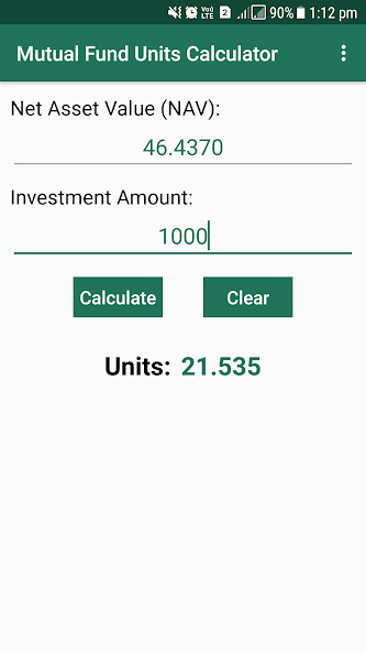 Mutual Fund Units Calculator